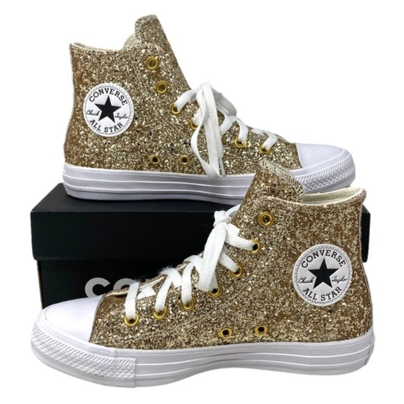 Converse | Shoes | Converse Ctas High Glitter Yellow Synthetic Womens ...